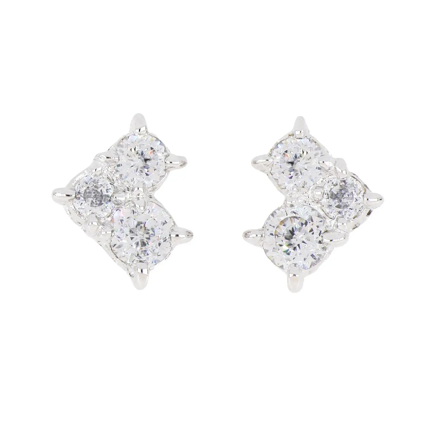 Diamante Cluster 104 3 Stone Post Earring 3 4